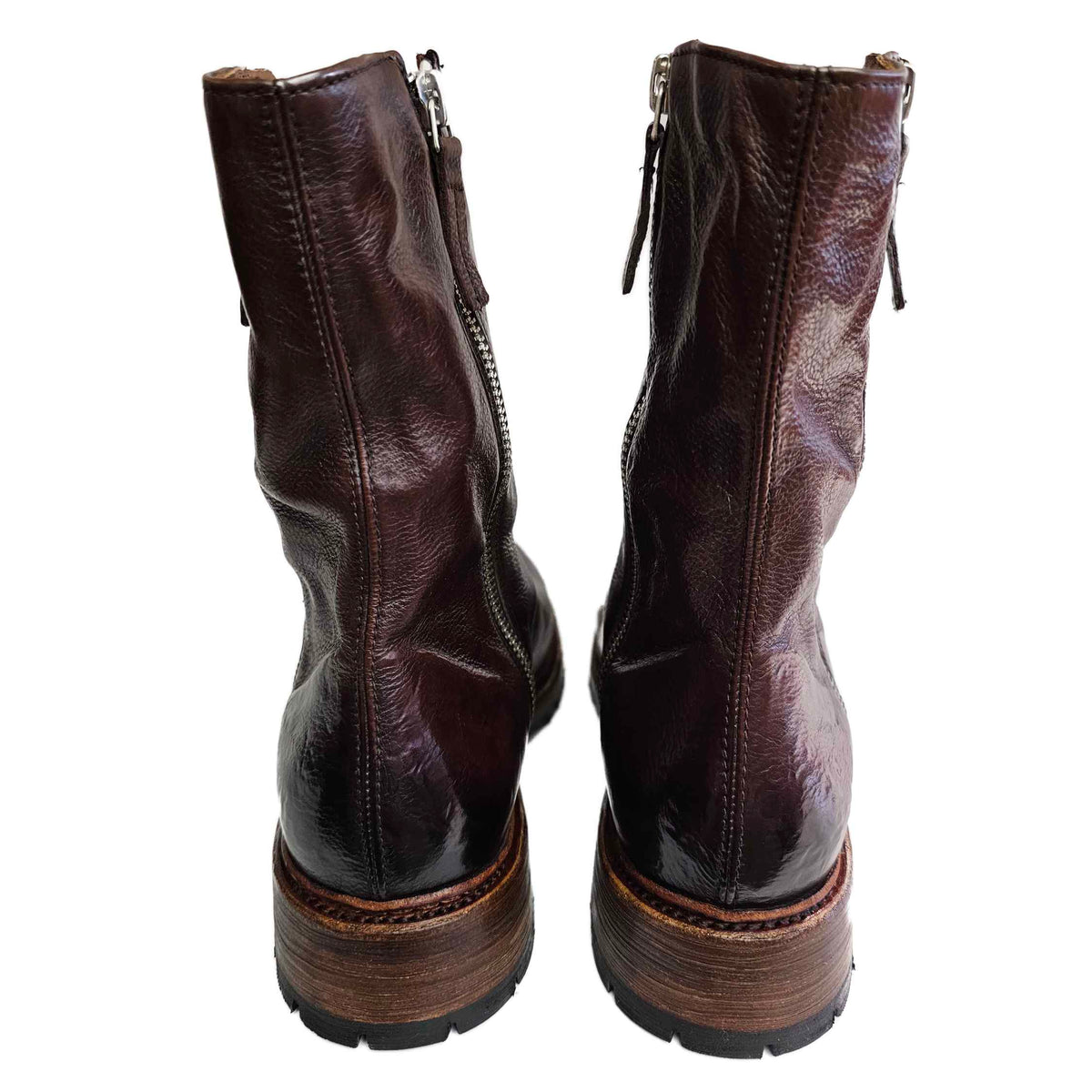 Cordwainer, kastanienfarbene Stiefelette mit zwei Reißverschlüssen ...